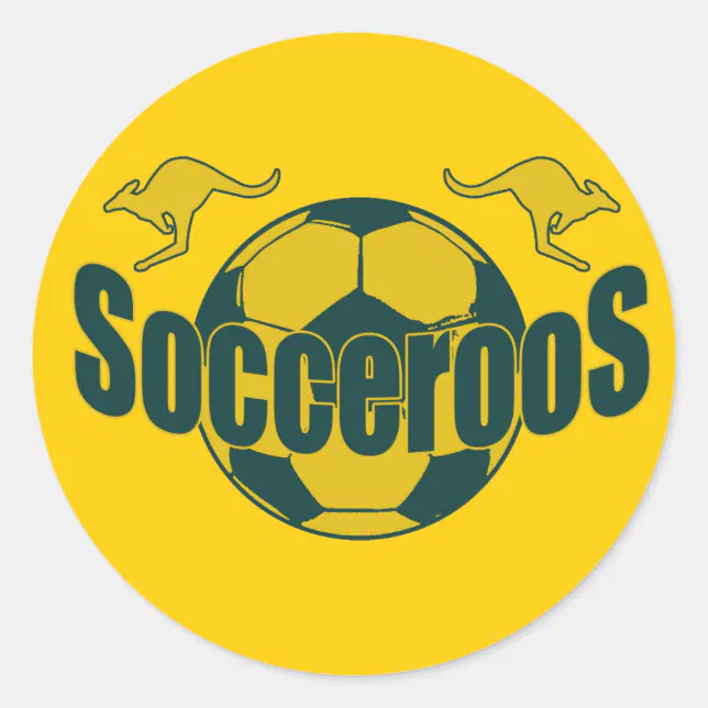 Socceroos world soccer Roos logo gifts Classic Round Sticker | Zazzle