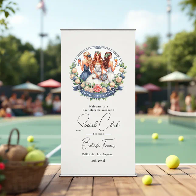 Social Club Bachelorette Party Welcome Retractable Banner | Zazzle