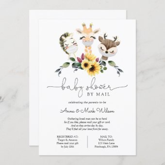 Social Distance Animals Baby Shower by Mail Invitation | Zazzle