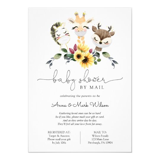 Social Distance Animals Baby Shower by Mail Invitation | Zazzle.com
