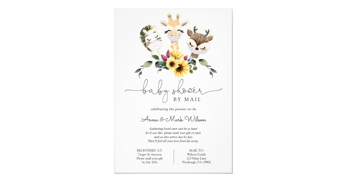 Social Distance Animals Baby Shower by Mail Invitation | Zazzle.com