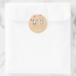 Social Distance Animals Valentine Card Classic Round Sticker | Zazzle