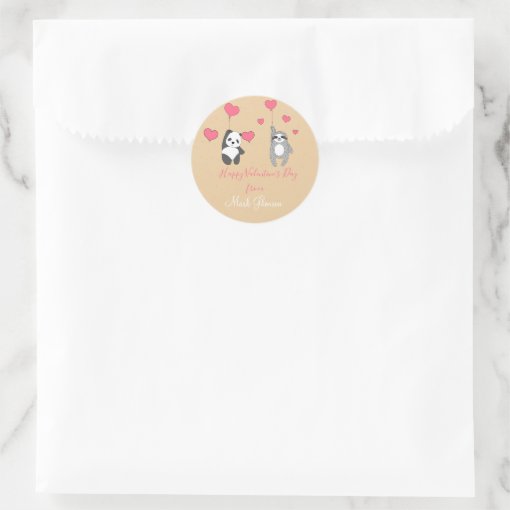 Social Distance Animals Valentine Card Classic Round Sticker | Zazzle