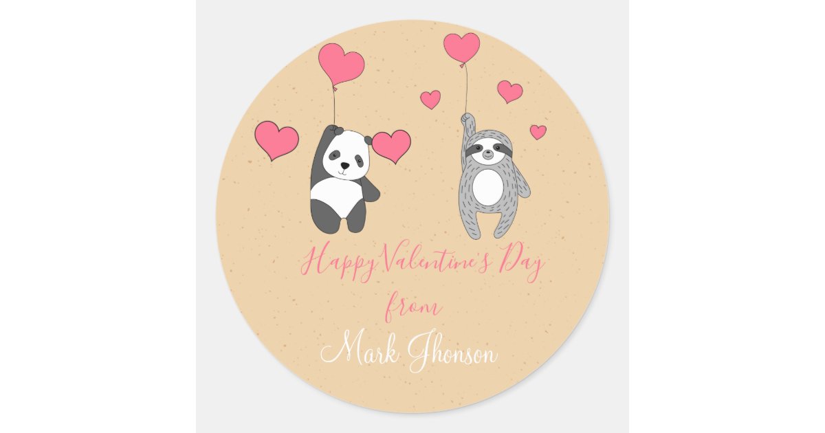 Social Distance Animals Valentine Card Classic Round Sticker | Zazzle