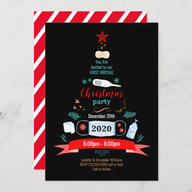 Social Distance Christmas Party Invitation | Zazzle