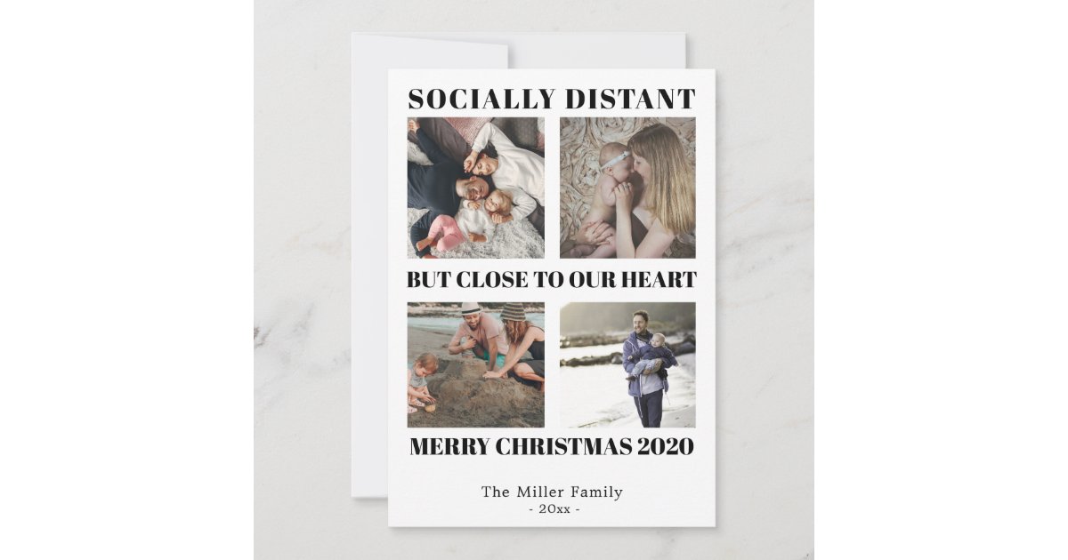 Social distance Merry Christmas 2020 photo card | Zazzle
