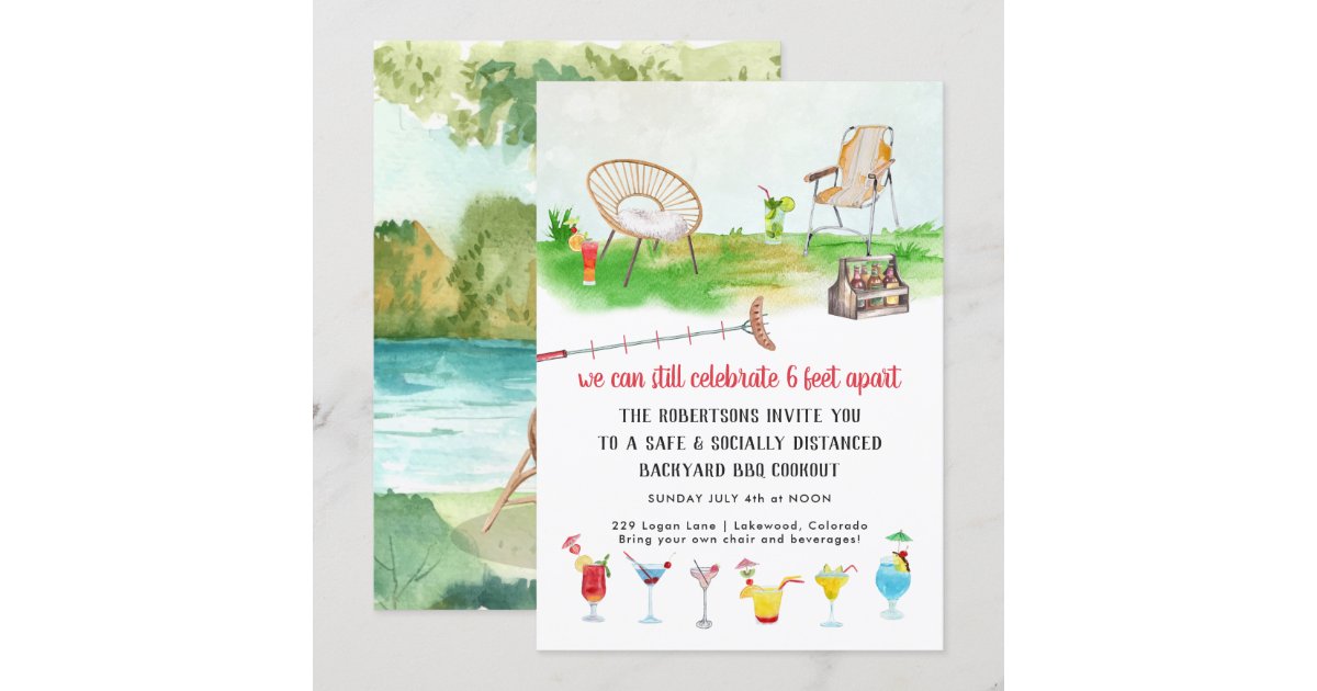 Social Distanced | Backyard BBQ Cookout Party Invitation | Zazzle