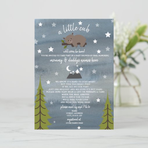 Social Distancing Baby Shower By Mail Bear Invitation | Zazzle
