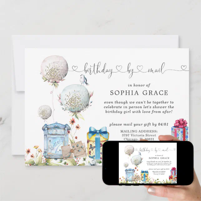 Social Distancing Birthday by Mail Invitation | Zazzle