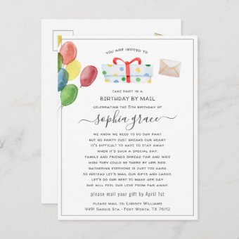 Social Distancing Birthday by Mail Invitation Postcard | Zazzle