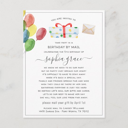 Social Distancing Birthday by Mail Invitation Postcard | Zazzle.com