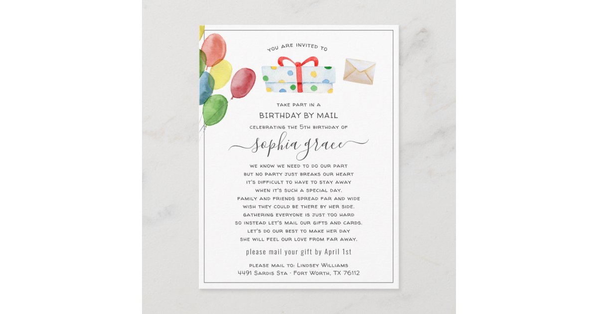 Social Distancing Birthday by Mail Invitation Postcard | Zazzle