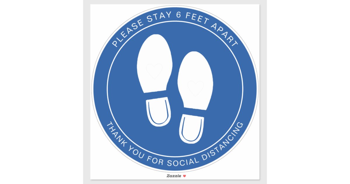 Social Distancing Blue Floor Marker Sticker | Zazzle