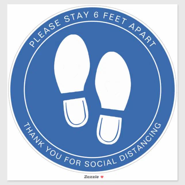 Social Distancing Blue Floor Marker Sticker | Zazzle