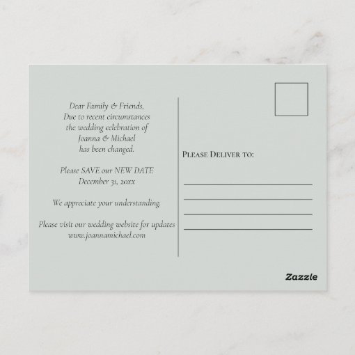 Social Distancing Boat Sea Wedding Change of Date Postcard | Zazzle