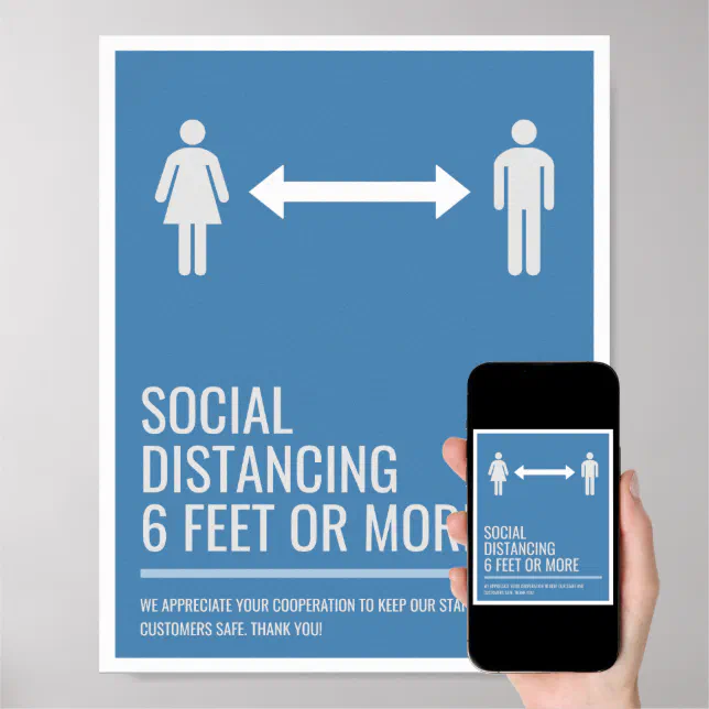 Social Distancing Business Signage Poster | Zazzle