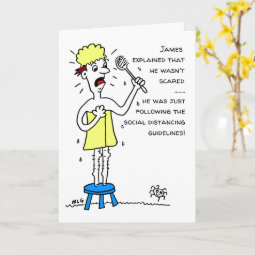 Social Distancing Cartoon Man Card | Zazzle