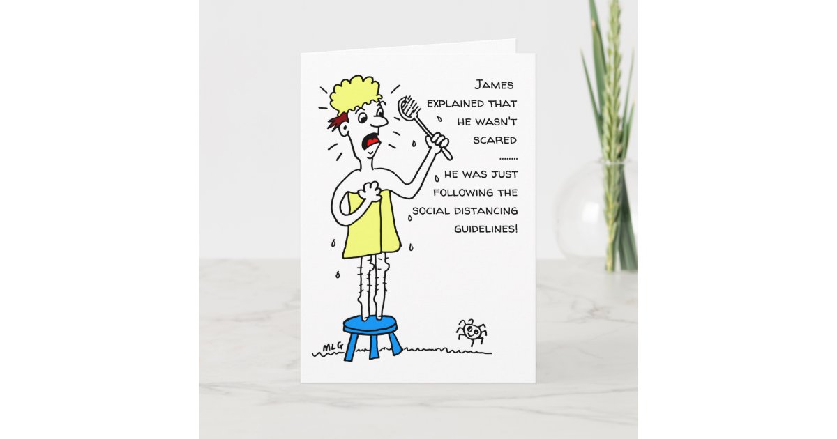 Social Distancing Cartoon Man Card | Zazzle