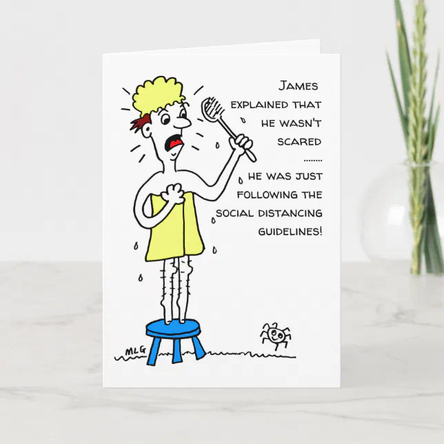 Social Distancing Cartoon Man Card | Zazzle