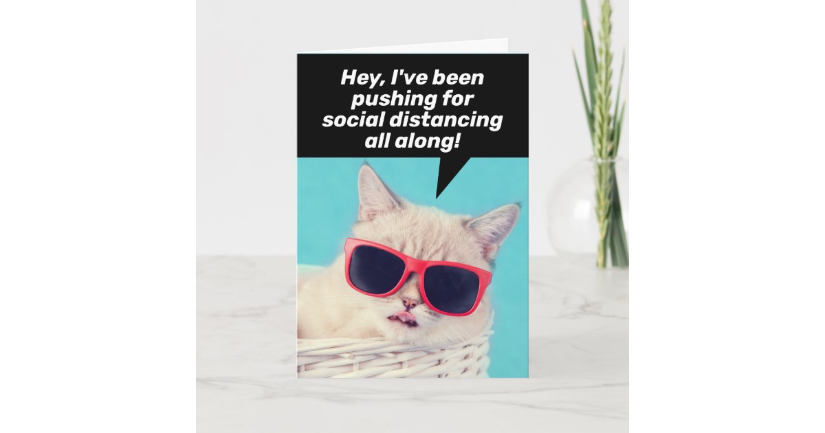 Social Distancing Cat- Encouragement and Coping Card | Zazzle
