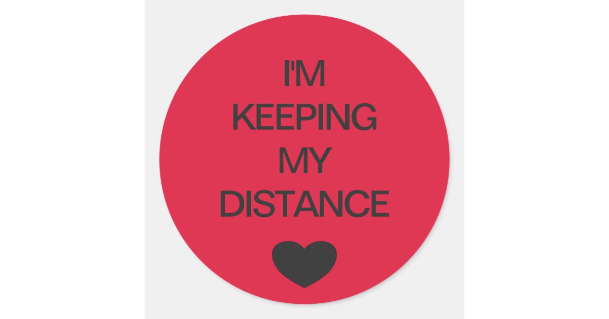 Social distancing color code red wedding classic round sticker | Zazzle