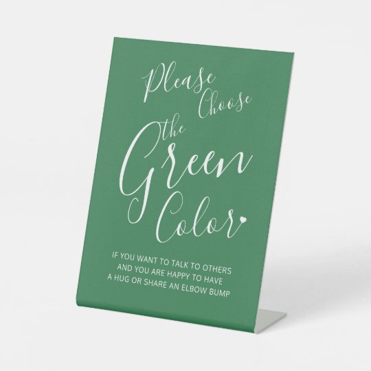 Social distancing color green wedding instruction pedestal sign ...