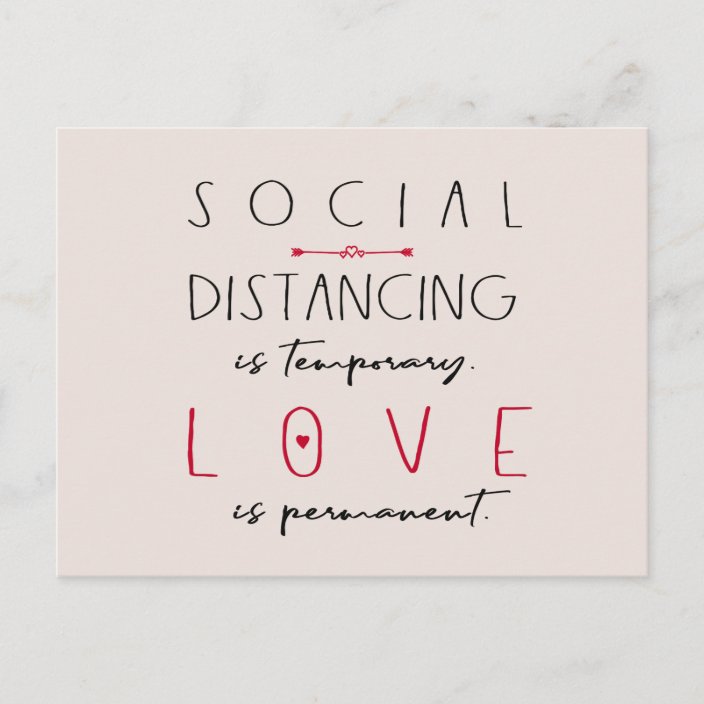 Social distancing coronavirus love typography postcard | Zazzle.com
