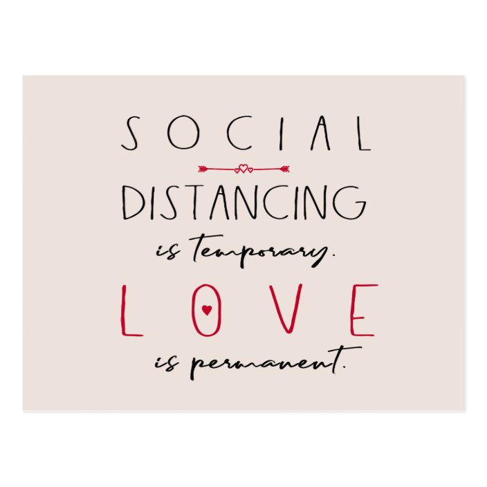Social distancing coronavirus love typography postcard | Zazzle.com