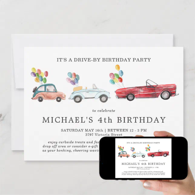 Social Distancing Drive-By Birthday Invitation | Zazzle