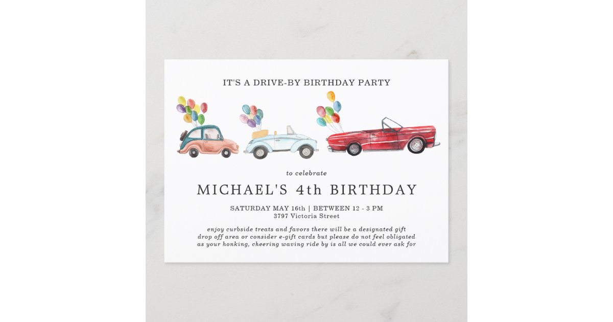 Social Distancing Drive-By Birthday Invitation | Zazzle.com