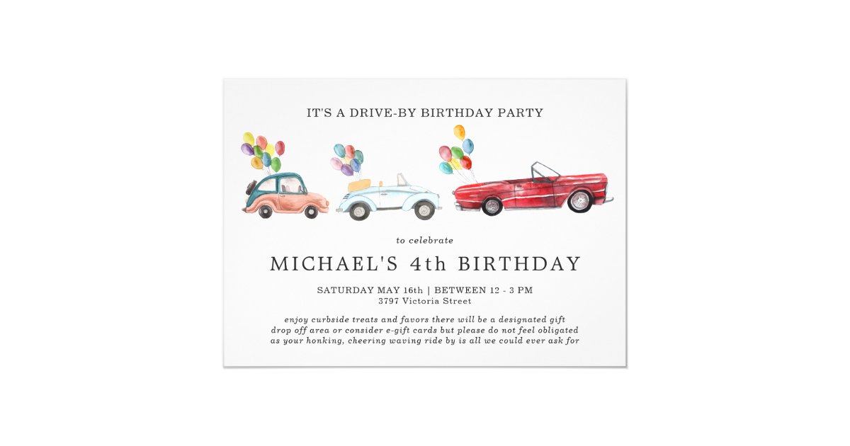 Social Distancing Drive-By Birthday Invitation | Zazzle.com