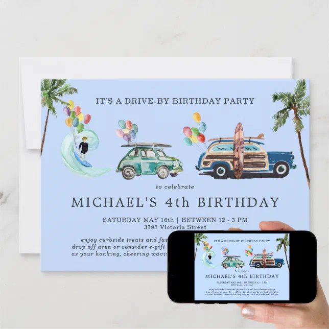 Social Distancing Drive-By Birthday Invitation | Zazzle