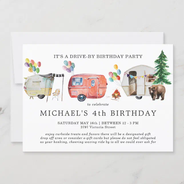 Social Distancing Drive-By Birthday Invitation | Zazzle