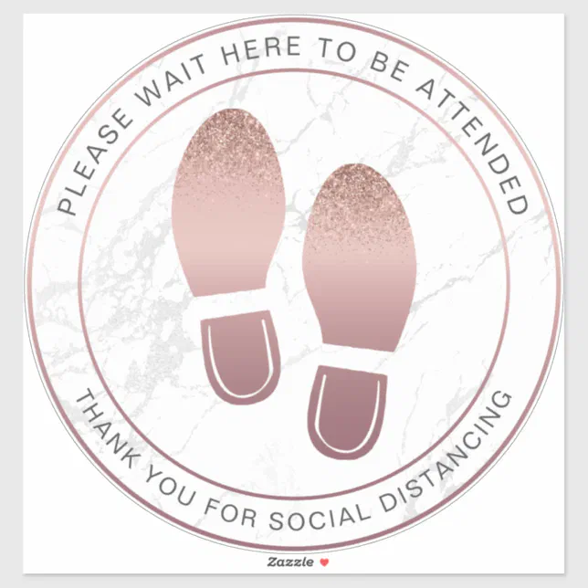 Social Distancing Marble Rose Gold Floor Marker Sticker | Zazzle