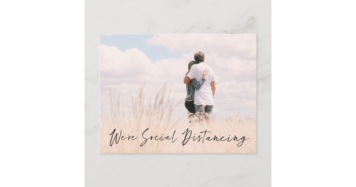 Social Distancing Photo Wedding Date Announcement Postcard | Zazzle
