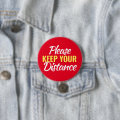 Social distancing Please keep your distance Red Button | Zazzle