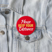 Social distancing Please keep your distance Red Button | Zazzle