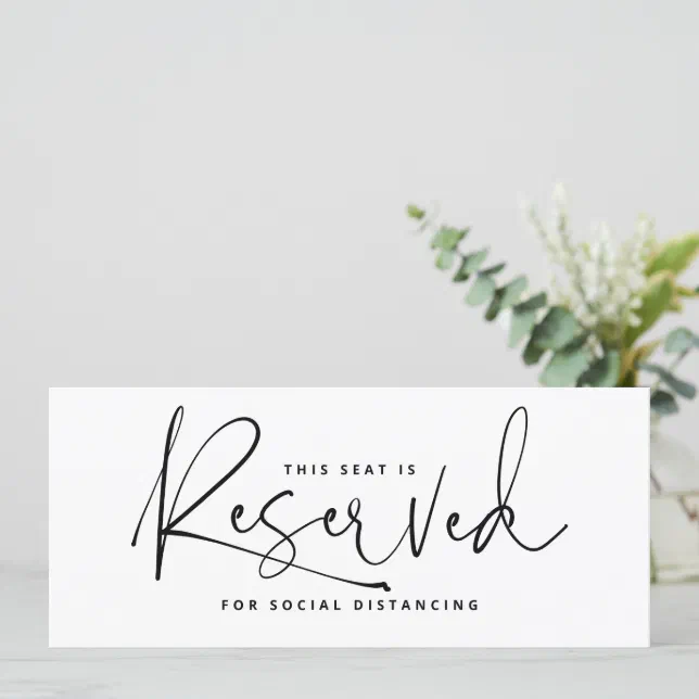 Social Distancing Reserved Sign Minimalist Script Invitation | Zazzle