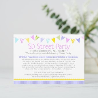 Social distancing street party bunting invitation | Zazzle