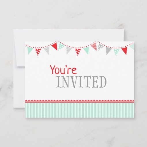 Social distancing street party bunting red green invitation | Zazzle