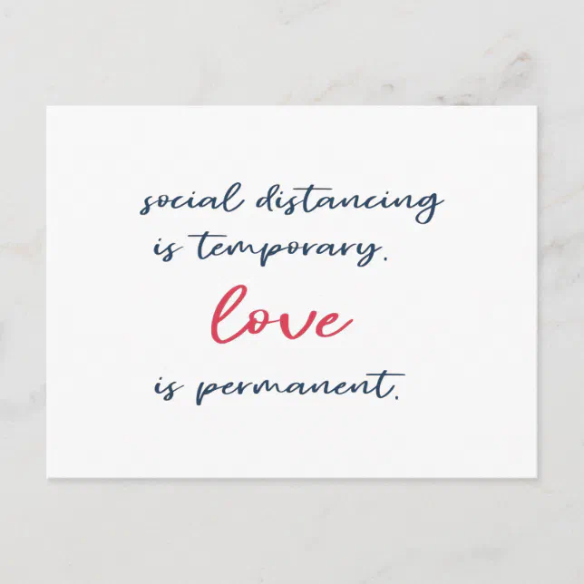 Social distancing typography motivation quote postcard | Zazzle