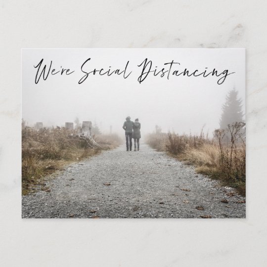Social Distancing Wedding Date Photo Announcement Postcard | Zazzle.com