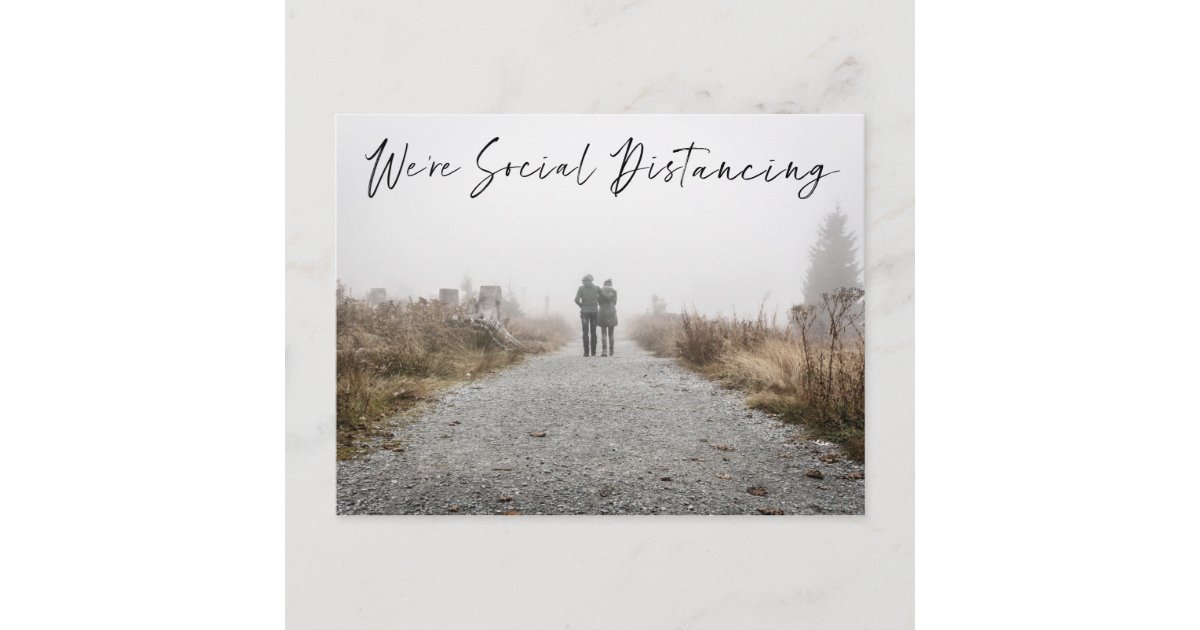 Social Distancing Wedding Date Photo Announcement Postcard | Zazzle