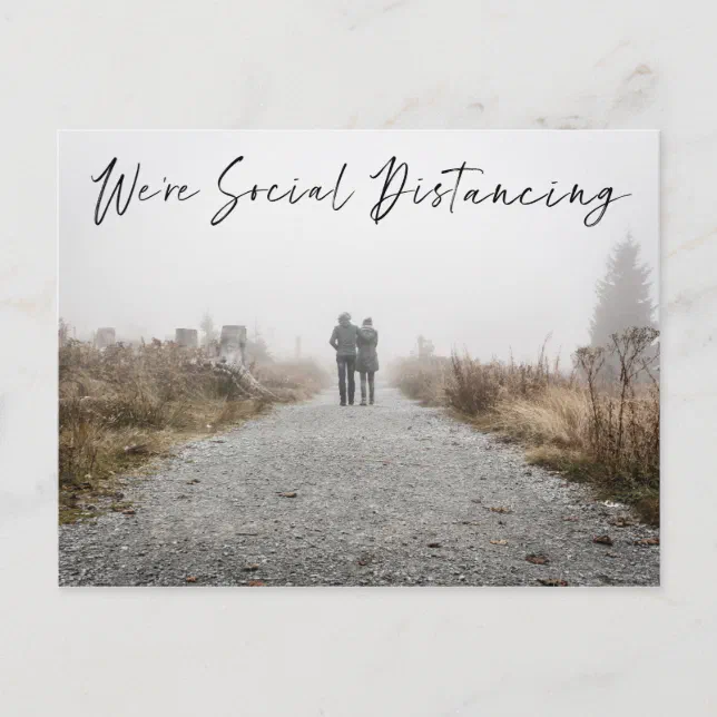 Social Distancing Wedding Date Photo Announcement Postcard | Zazzle