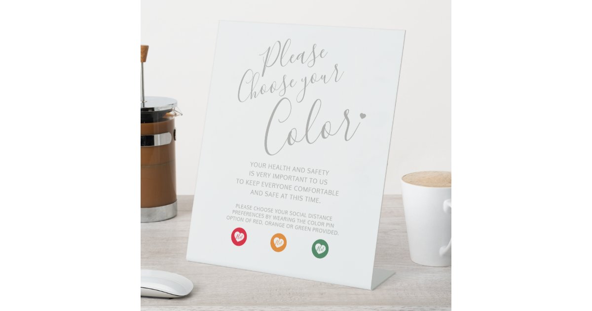 Social distancing wedding instruction pedestal sign | Zazzle