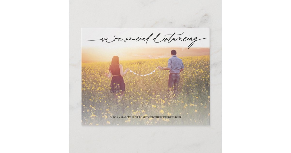 Social Distancing Wedding Postponement Postcard | Zazzle