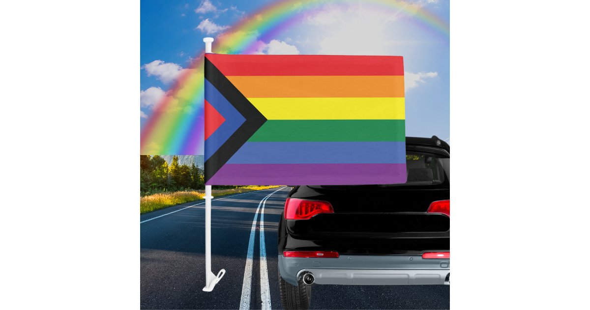 Social Justice Pride Rainbow Car Flag | Zazzle
