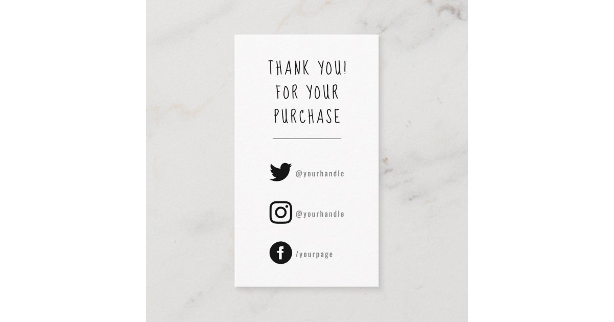 Social logos, black and white order insert Card. | Zazzle