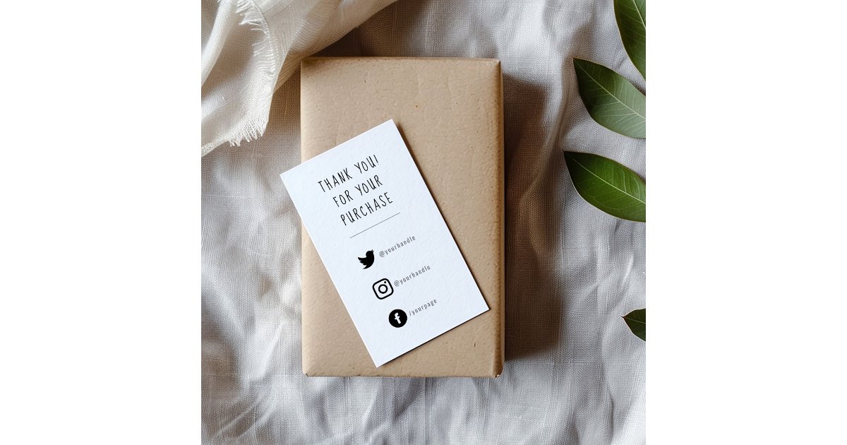 Social logos, black and white order insert Card. | Zazzle