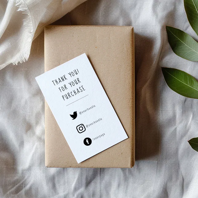 Social logos, black and white order insert Card. | Zazzle